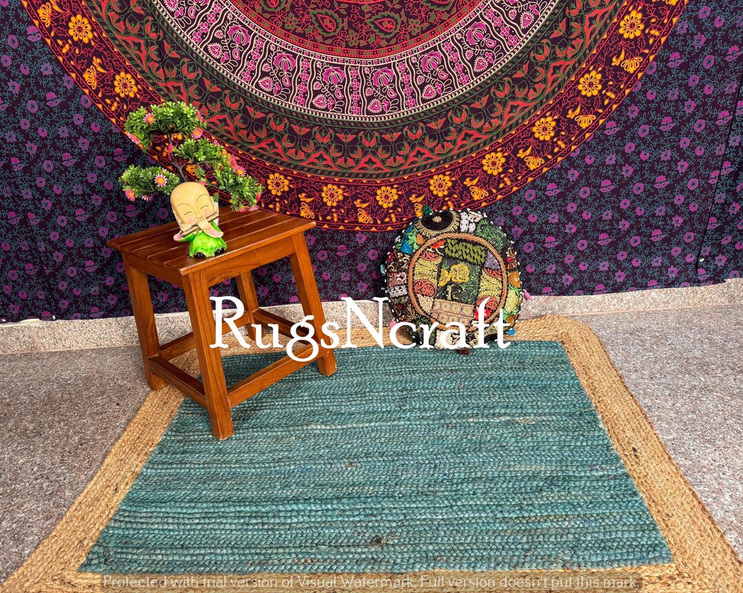 Handwoven Square Jute Rug: Rustic Eco-friendly Decor - Etsy
