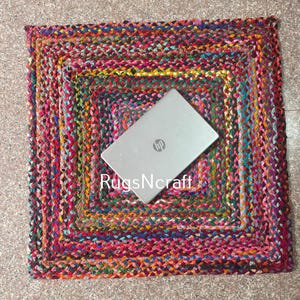 10x10 Area Rug - 10x10 Square Braided - 10x10 Oversize Square Cotton ...