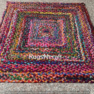 10x10 Area Rug - 10x10 Square Braided - 10x10 Oversize Square Cotton ...