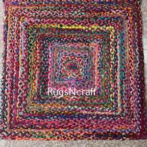 10x10 Area Rug - 10x10 Square Braided - 10x10 Oversize Square Cotton ...