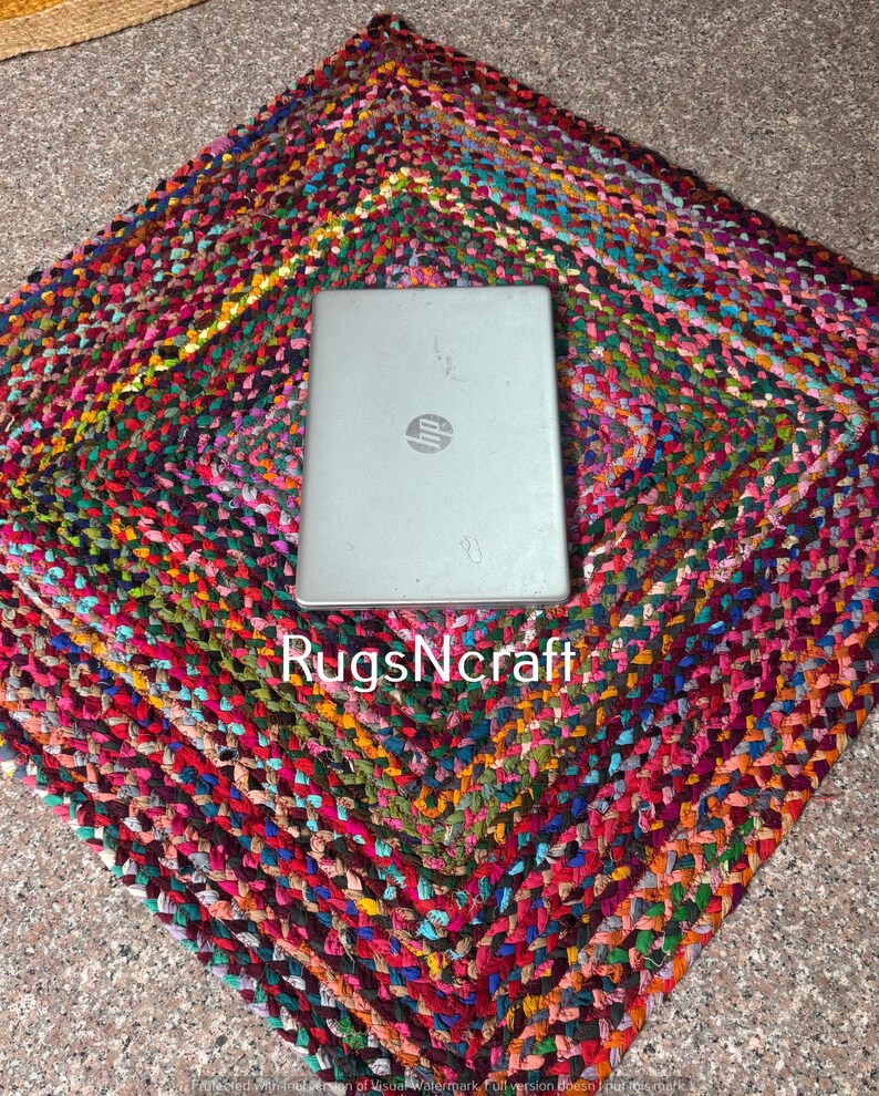 10x10 Area Rug - 10x10 Square Braided - 10x10 Oversize Square Cotton ...