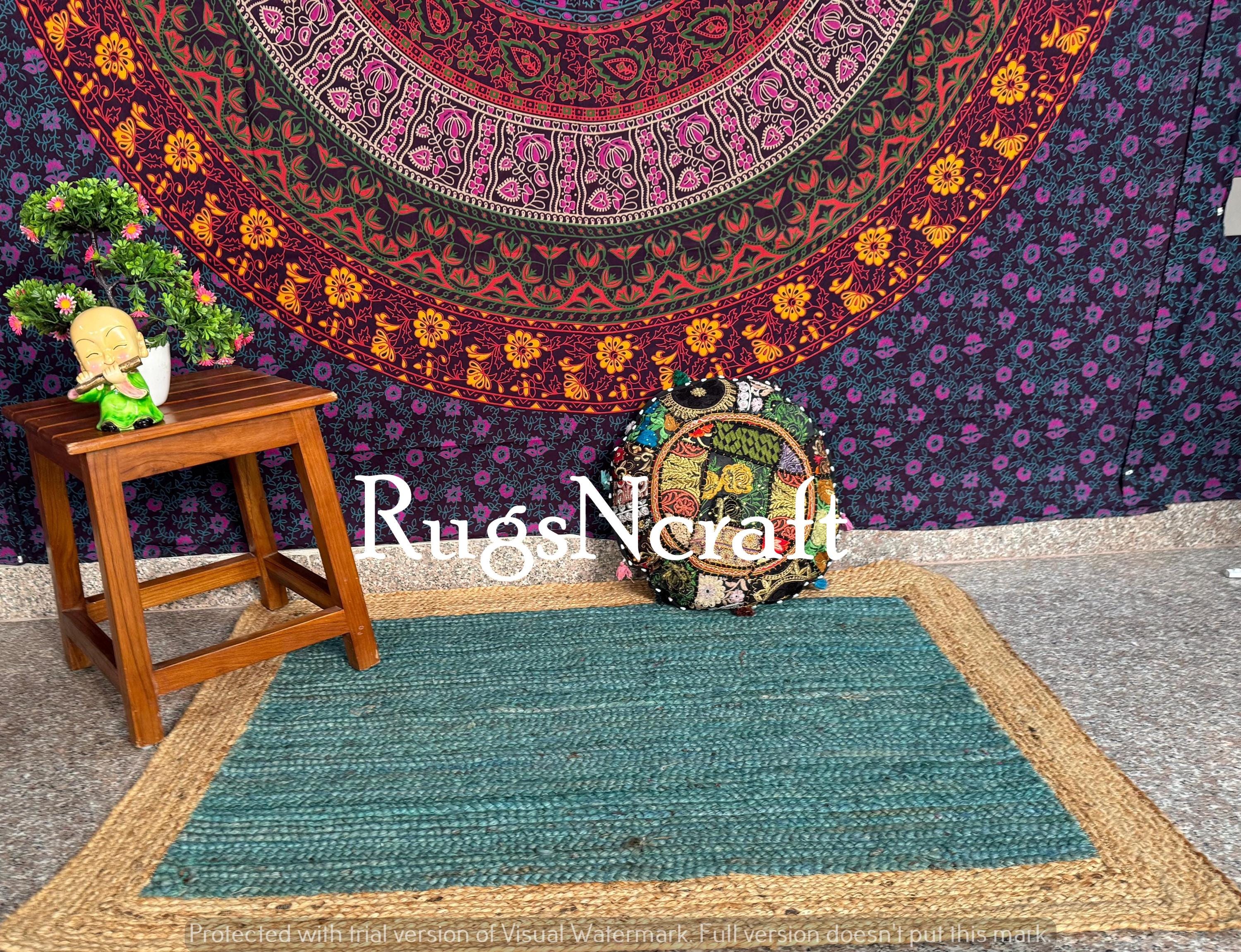 Handwoven Square Jute Rug: Rustic Eco-friendly Decor - Etsy
