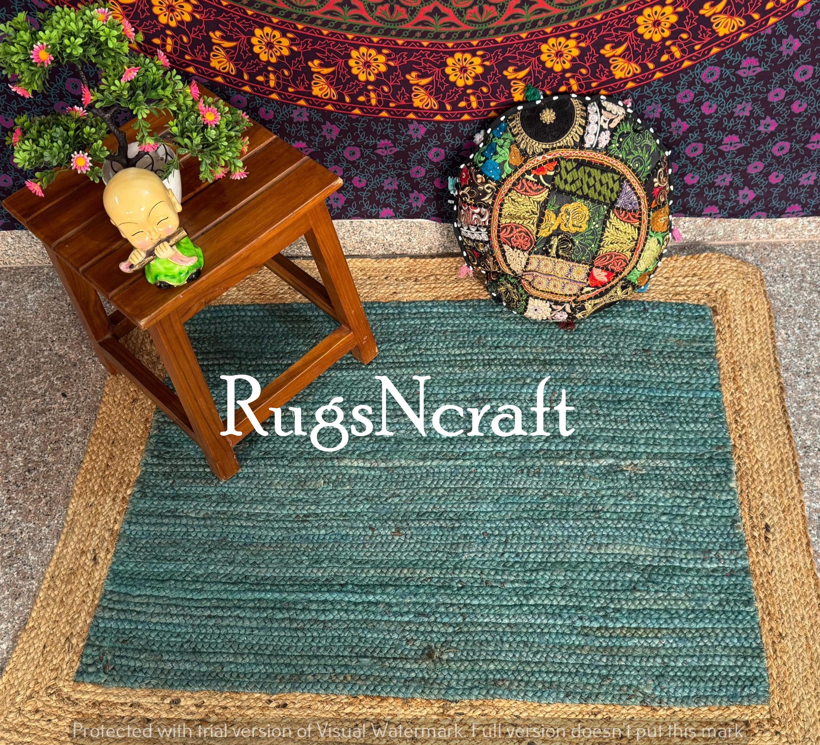 Handwoven Square Jute Rug: Rustic Eco-friendly Decor - Etsy