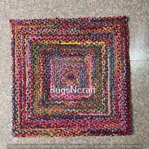 10x10 Area Rug - 10x10 Square Braided - 10x10 Oversize Square Cotton ...