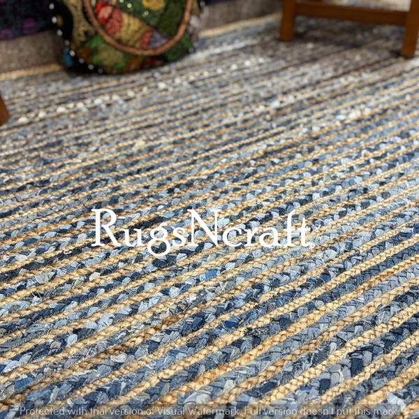 Denim Braided Rug - Etsy