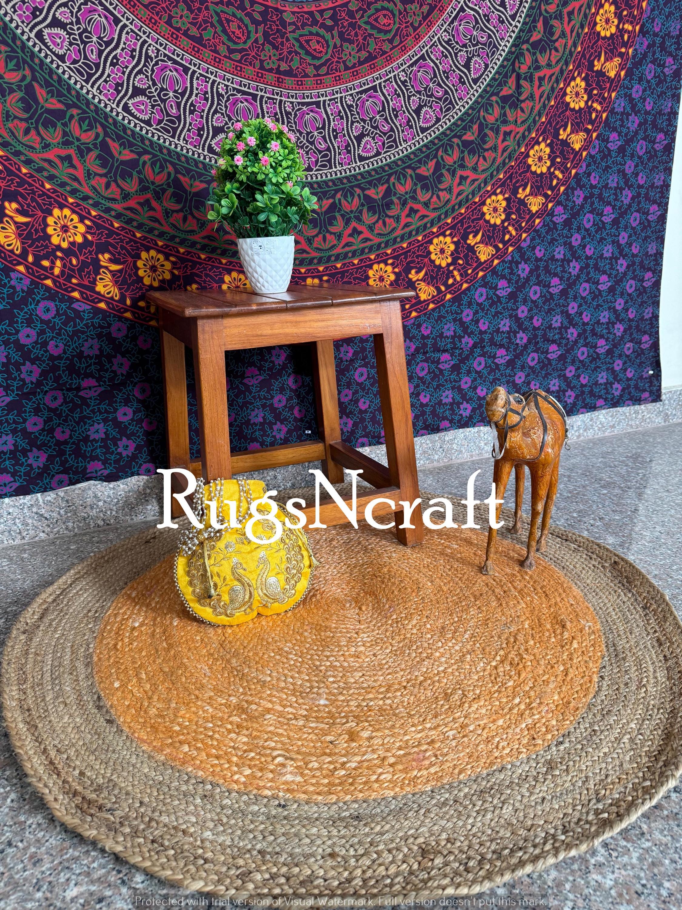 Handmade Round Jute Rug: Boho Rustic Home Decor - Etsy