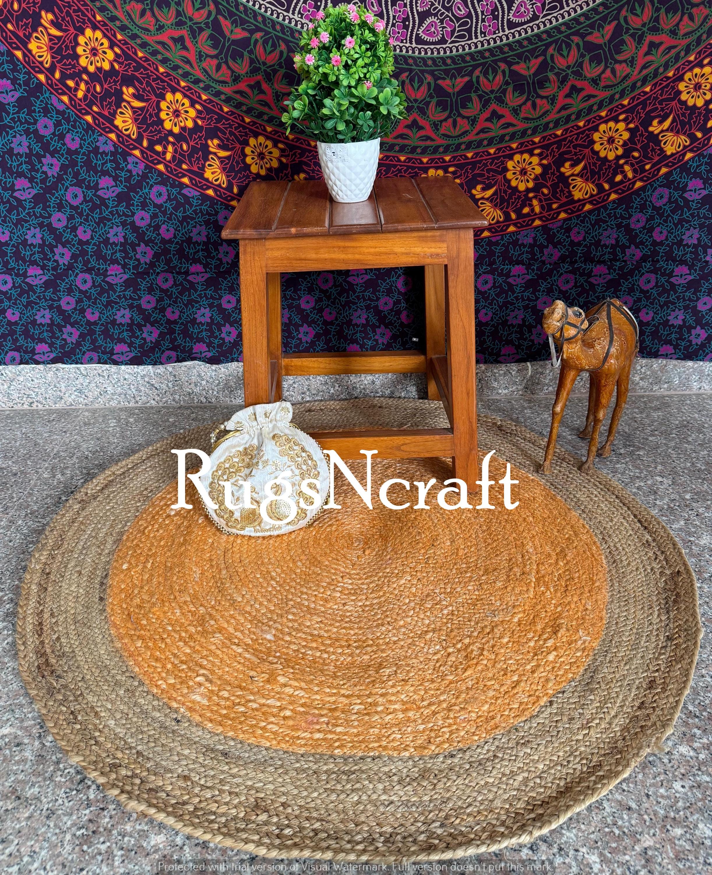 Handmade Round Jute Rug: Boho Rustic Home Decor - Etsy