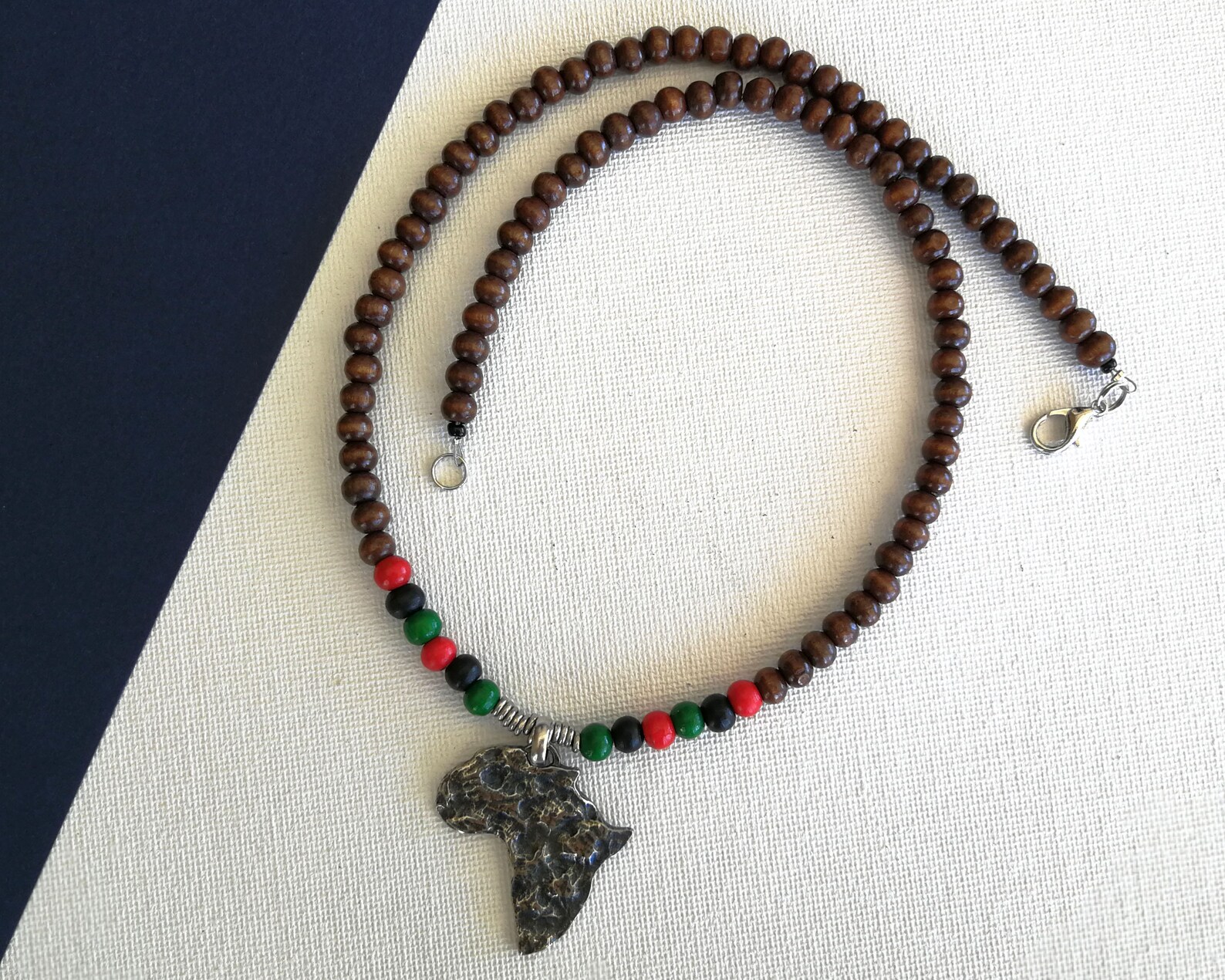 African Map Necklace - Men's African Necklace - Men's African Pendant ...