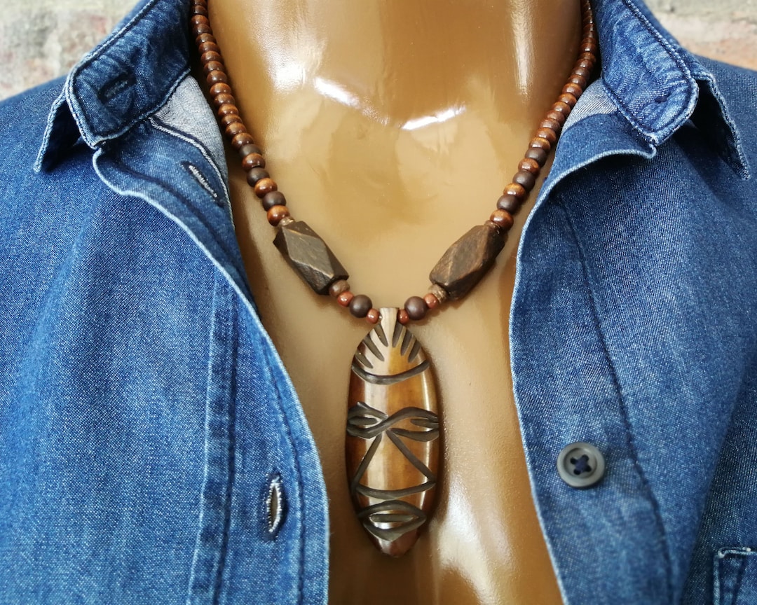 Men's African Necklace - Men's African Pendant Necklace - Men's Tribal ...