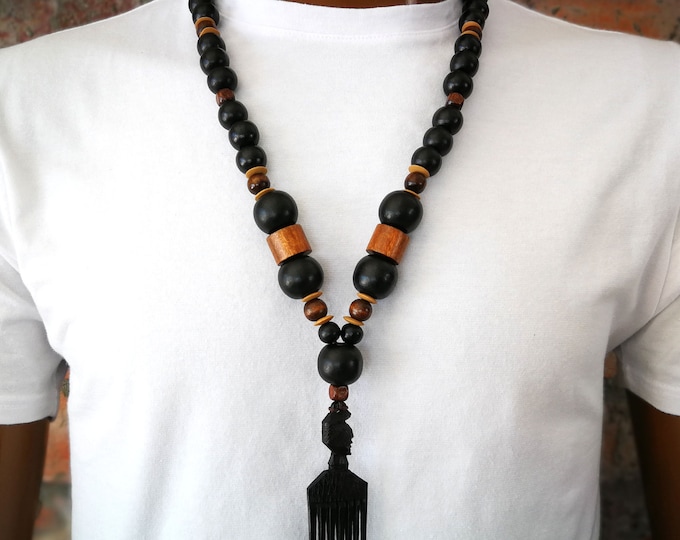 Men's African Necklace - Men's African Pendant Necklace - Mens Tribal ...