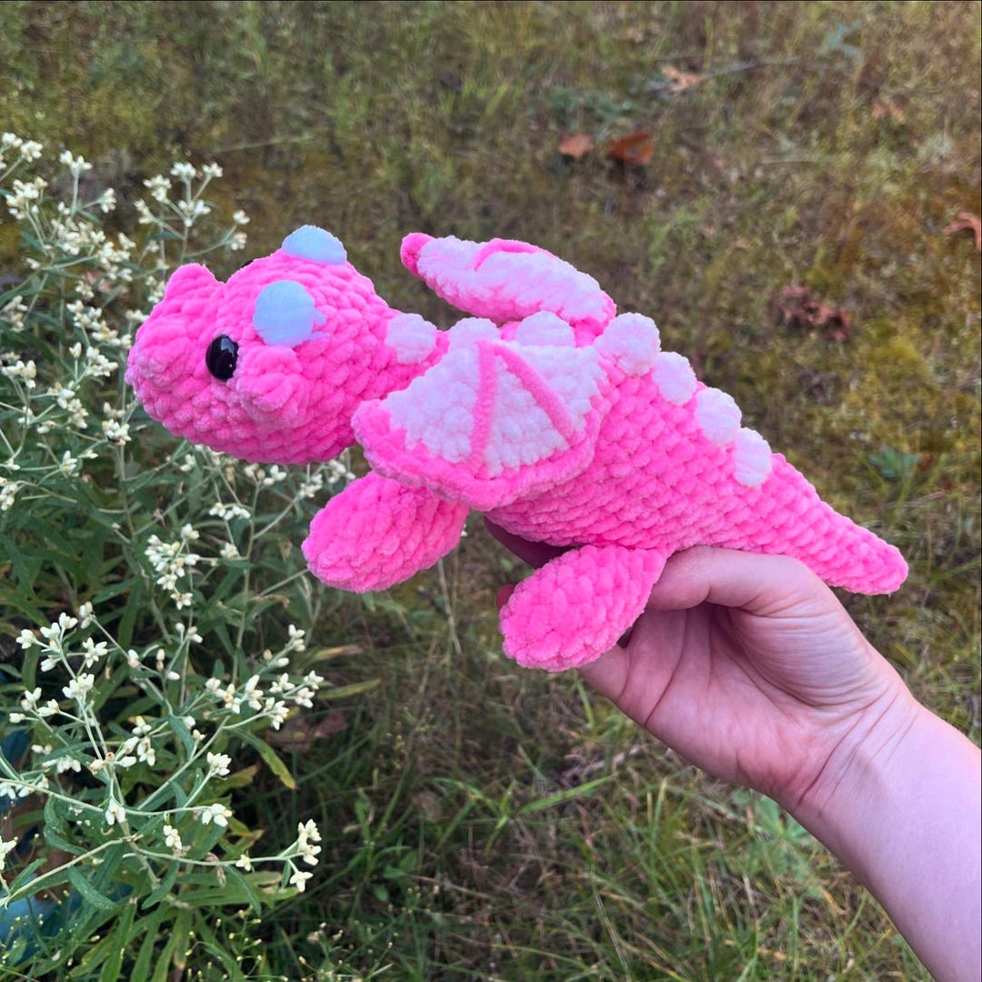 PINK DRAGON PLUSHIE / Bubblegum Baby Drake X Crochet Handmade Dragon X ...