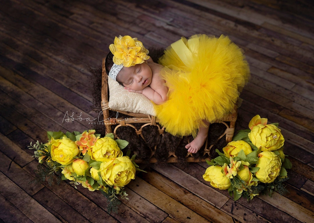 Yellow Tutu- Yellow Baby Tutu and Headband- Newborn Tutu Set- Yellow ...