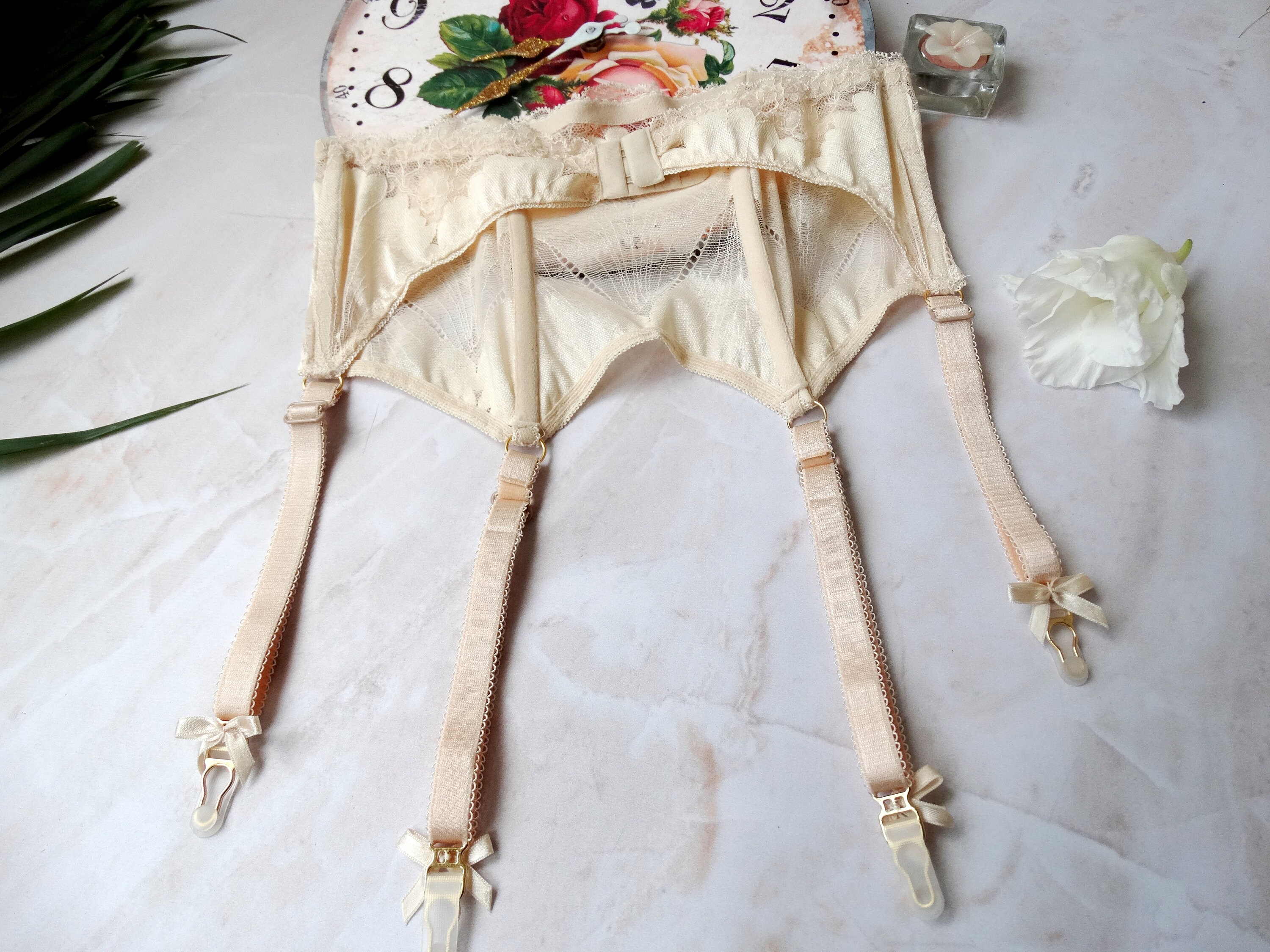 Beige Wide Garter Belt Retro Style Garter Belt Pin up | Etsy