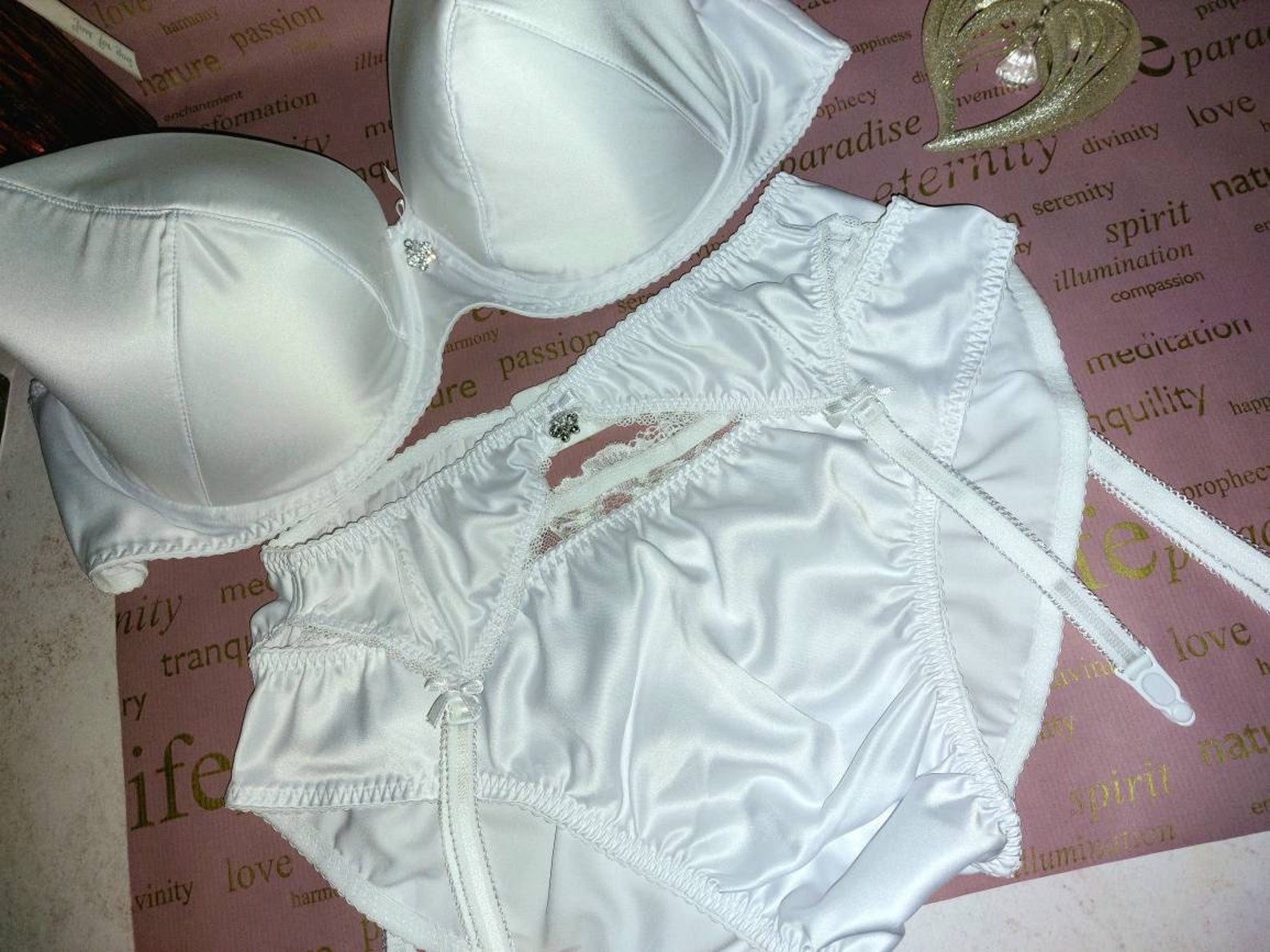 Garter Silk Bridal Lingerie Set 3 Pieces: Silk Bra Silk - Etsy