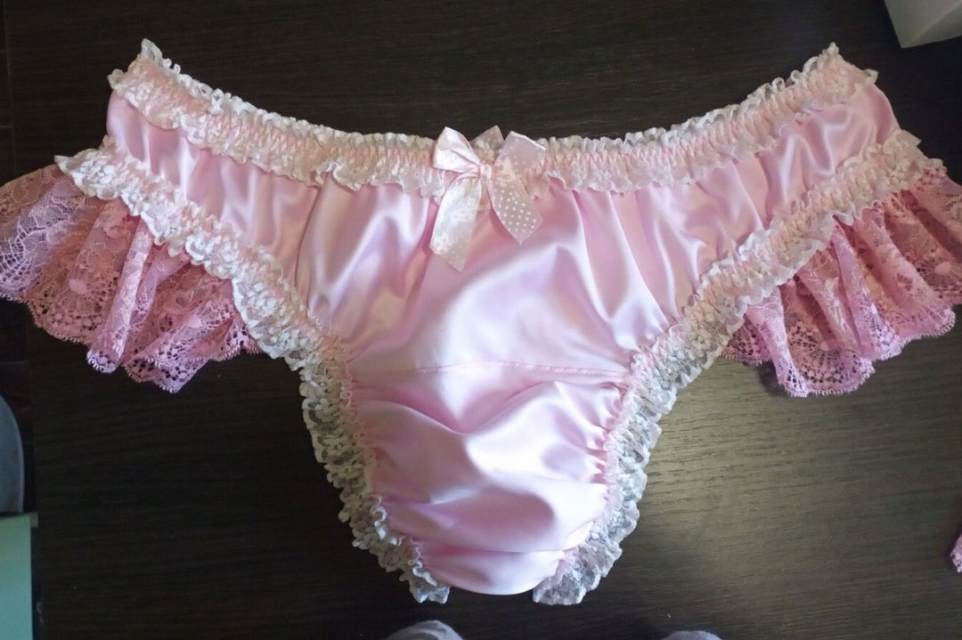 Pink Adult Baby Silk Ruffled Panties for Men Best Handmade Gift, Sissy ...