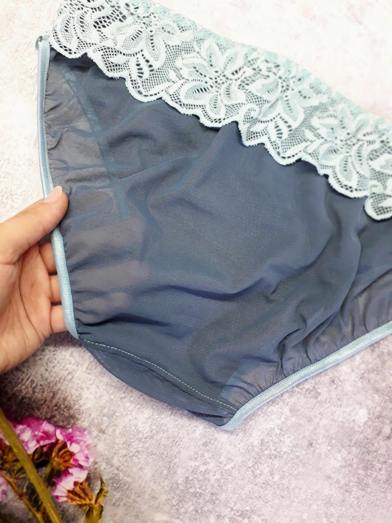 Elastic Navy Blue Panties Mesh Panties Sex Panties Sheer Etsy
