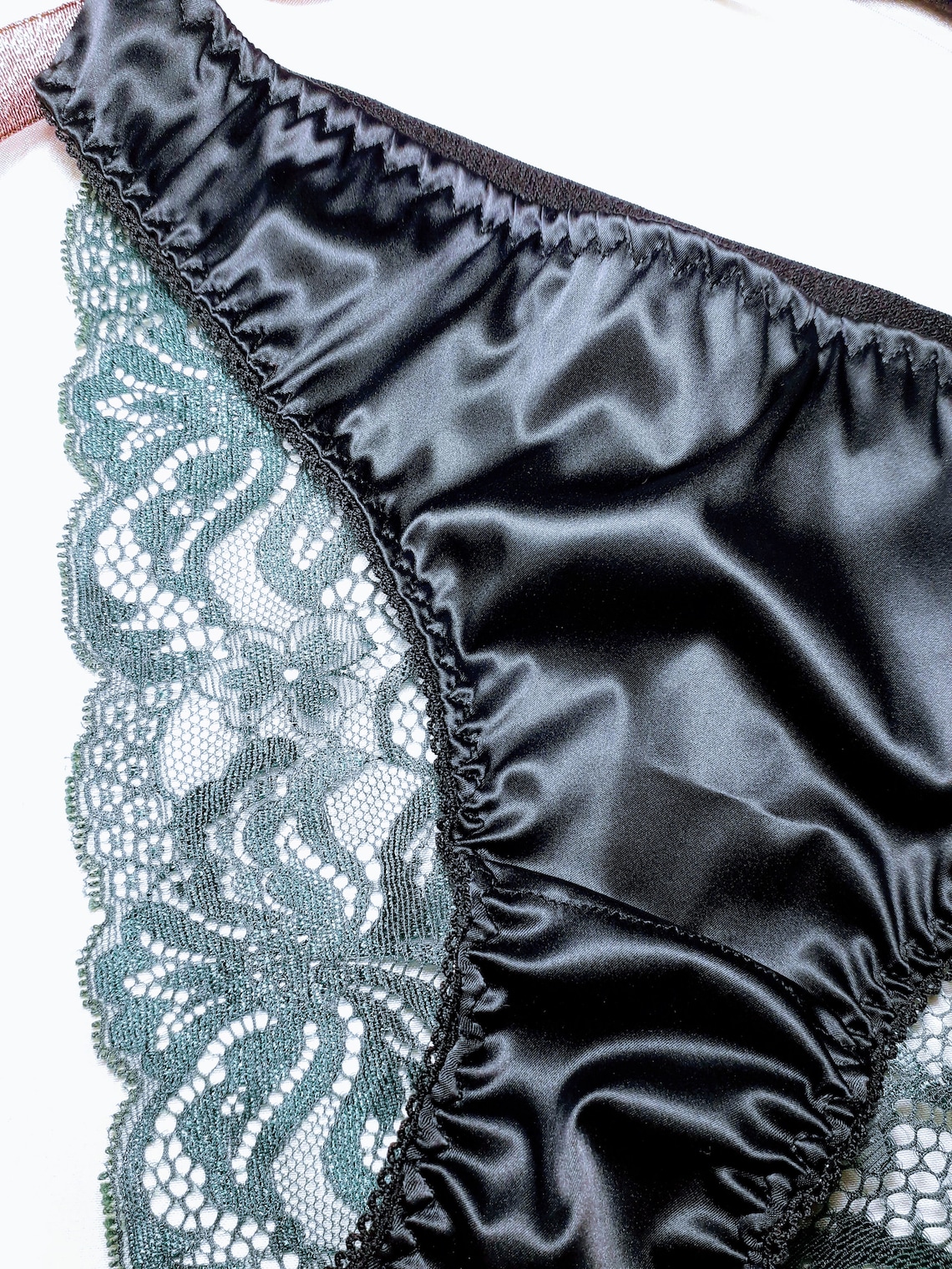 Emerald-black Silk Bra Silk lingerie Satin lingerie Satin | Etsy