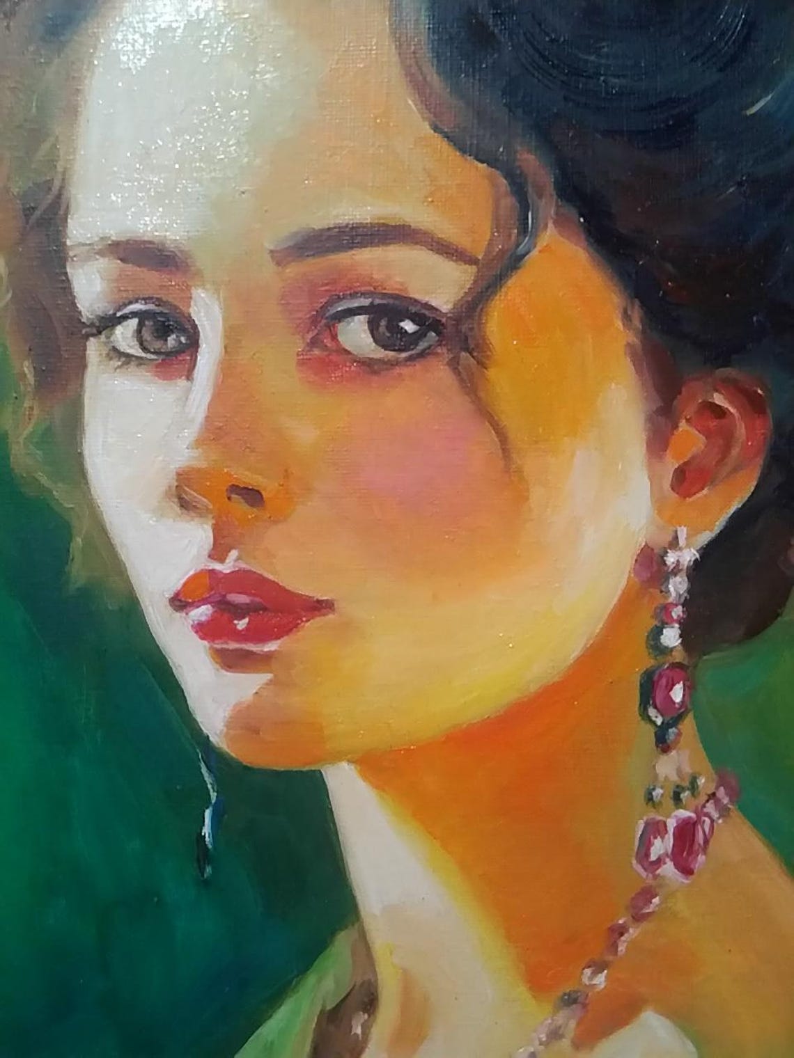 Hand-painted, Oil Painting on Canvas, Girl Portrait, 40x30 Cm Unique ...