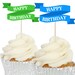 Happy Birthday Green & Blue Banner Cupcake Toppers, Picks, Pics 12pk - Etsy