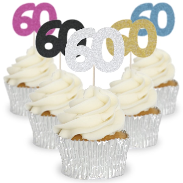60th Cupcake Toppers - Etsy