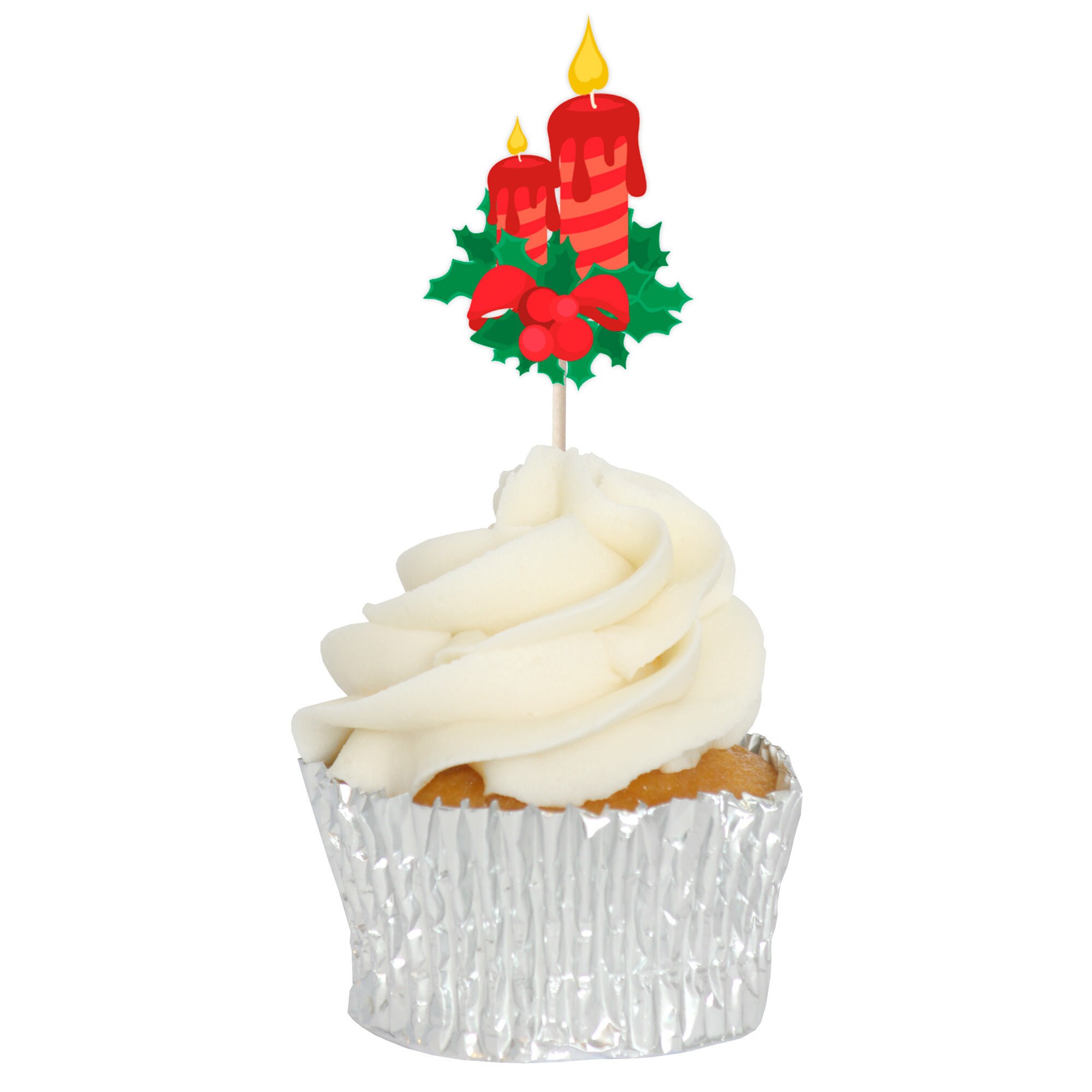 Christmas Candles Cupcake Toppers Tops Picks Pics 12pk - Etsy