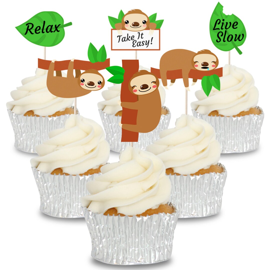 Sloth Cupcake Toppers Tops Picks Pics 12/pk - Etsy