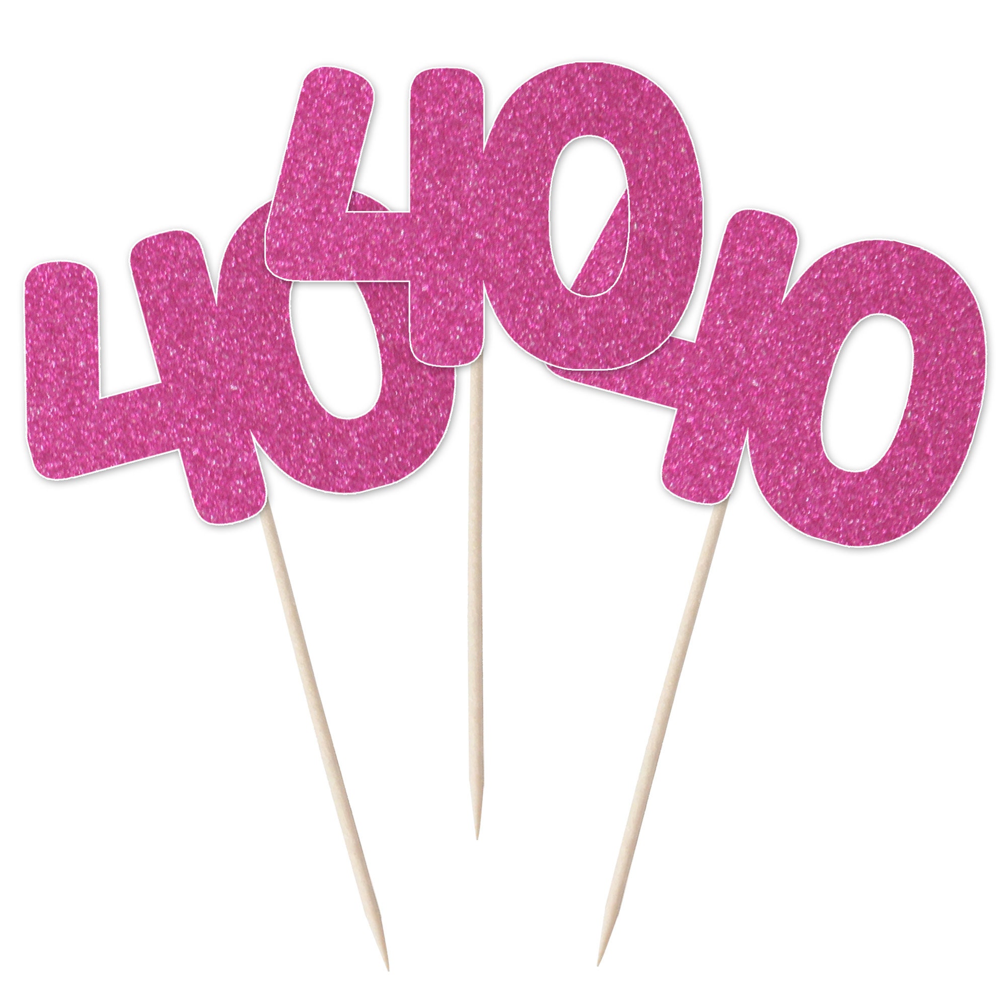 Glitter Cupcake Tops Toppers Picks Pics 40th Birthday Cupcakes - Etsy UK