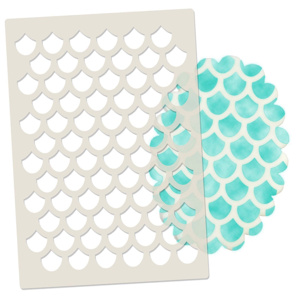 Large Fish Scale Cake Craft Stencil - Etsy