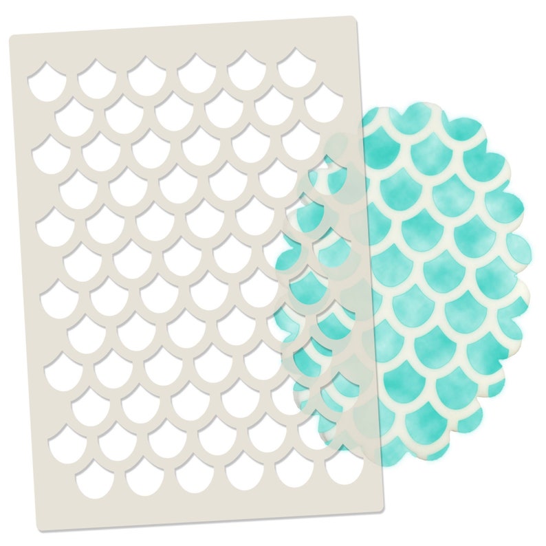 Large Fish Scale Cake Craft Stencil - Etsy