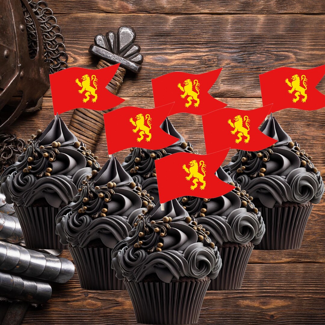 12 Medieval Knight Flag Cupcake Toppers - 12pk for Medieval Themed ...