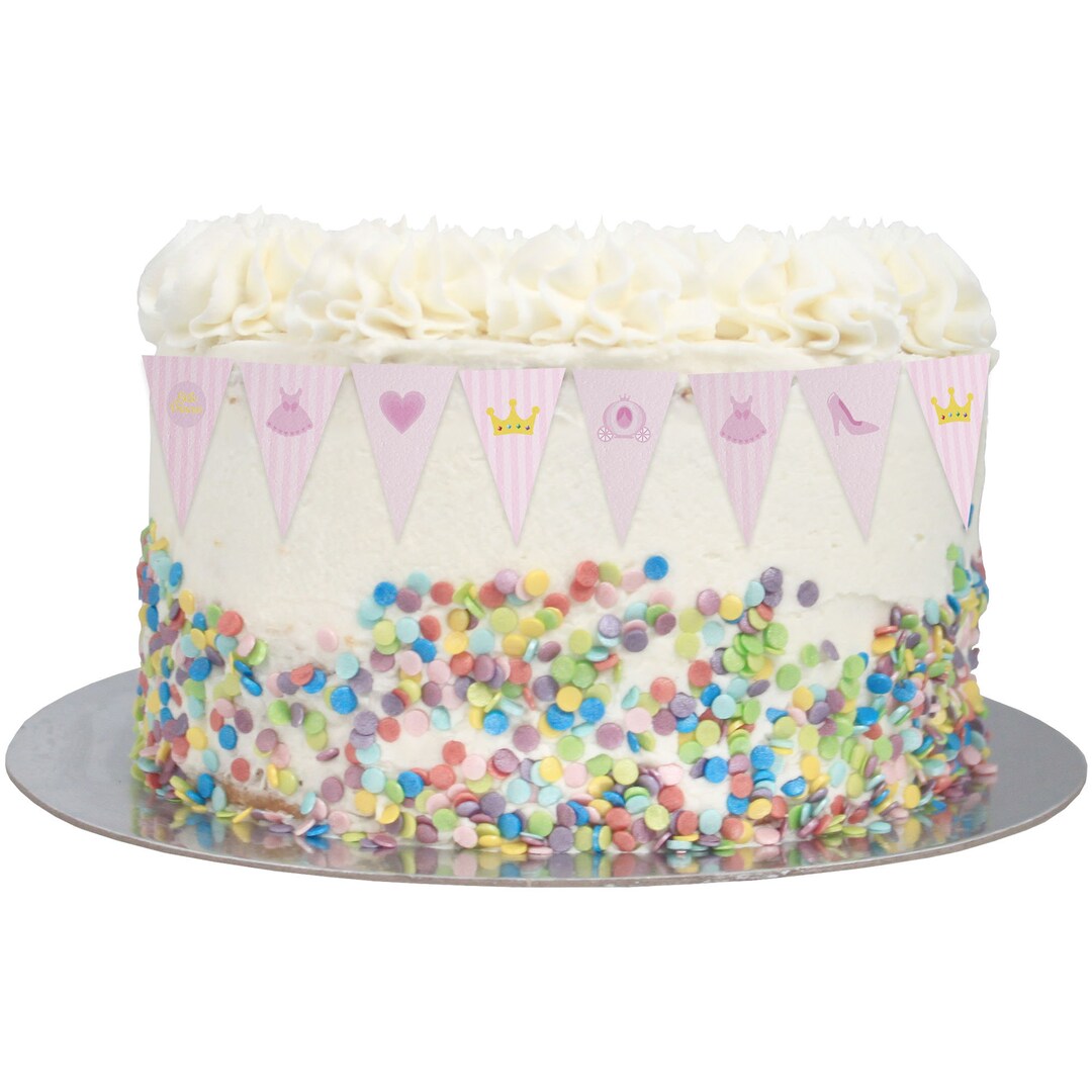 36 Printed Edible Wafer Paper Pre-cut Princess Themed Bunting Cake ...