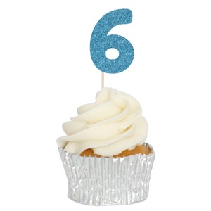 Glitter Cupcake Toppers No. 6 Tops Picks Pics Birthday Cupcakes - Etsy
