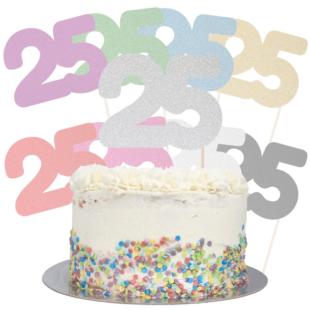Large Cake Topper 4 Glitter Card 25 - Etsy