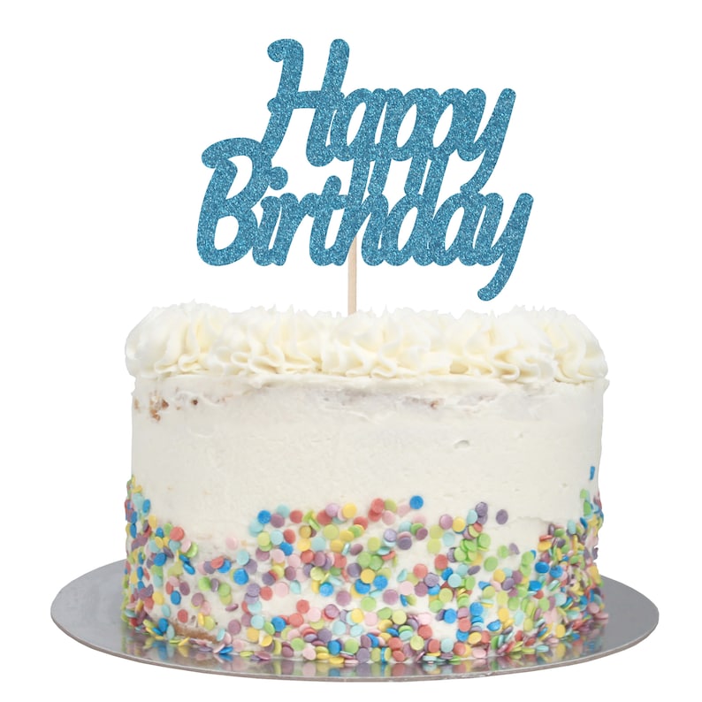 Large Glitter Happy Birthday Cake Topper - Etsy