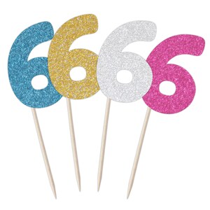 Glitter Cupcake Toppers No. 6 Tops Picks Pics Birthday Cupcakes - Etsy