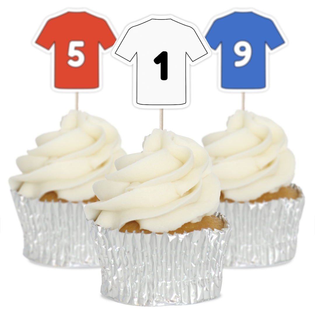 Football Soccer Shirts Cupcake Toppers Tops Picks Pics 12/pk choose ...