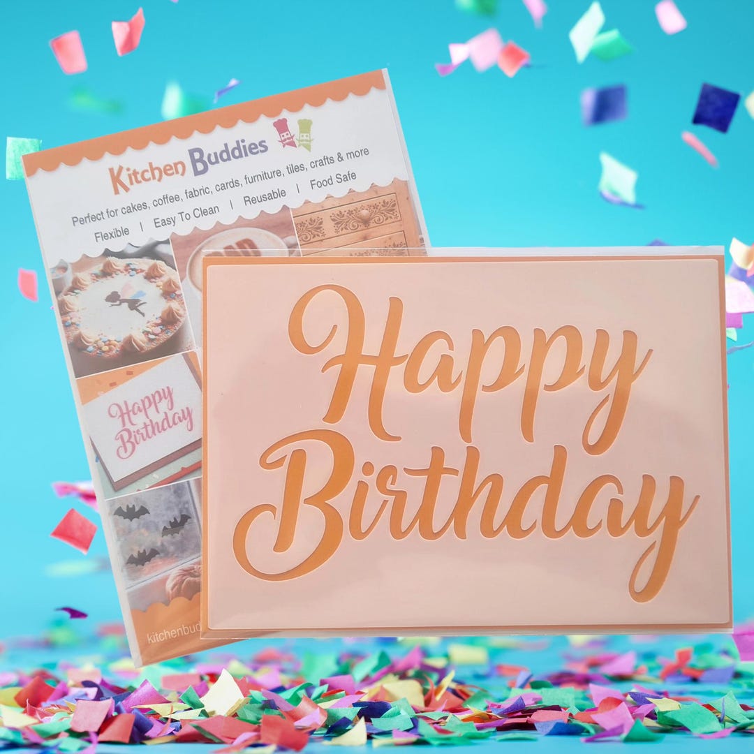 Happy Birthday Scroll - A6 (14.4x10cm) Craft & Cake Decorating Stencil ...