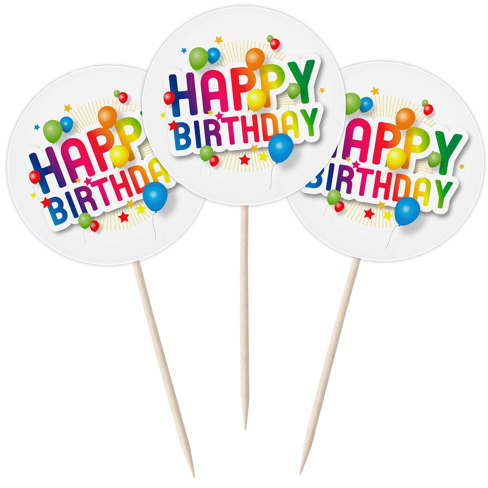 Happy Birthday Cupcake Toppers Picks Pics - Etsy
