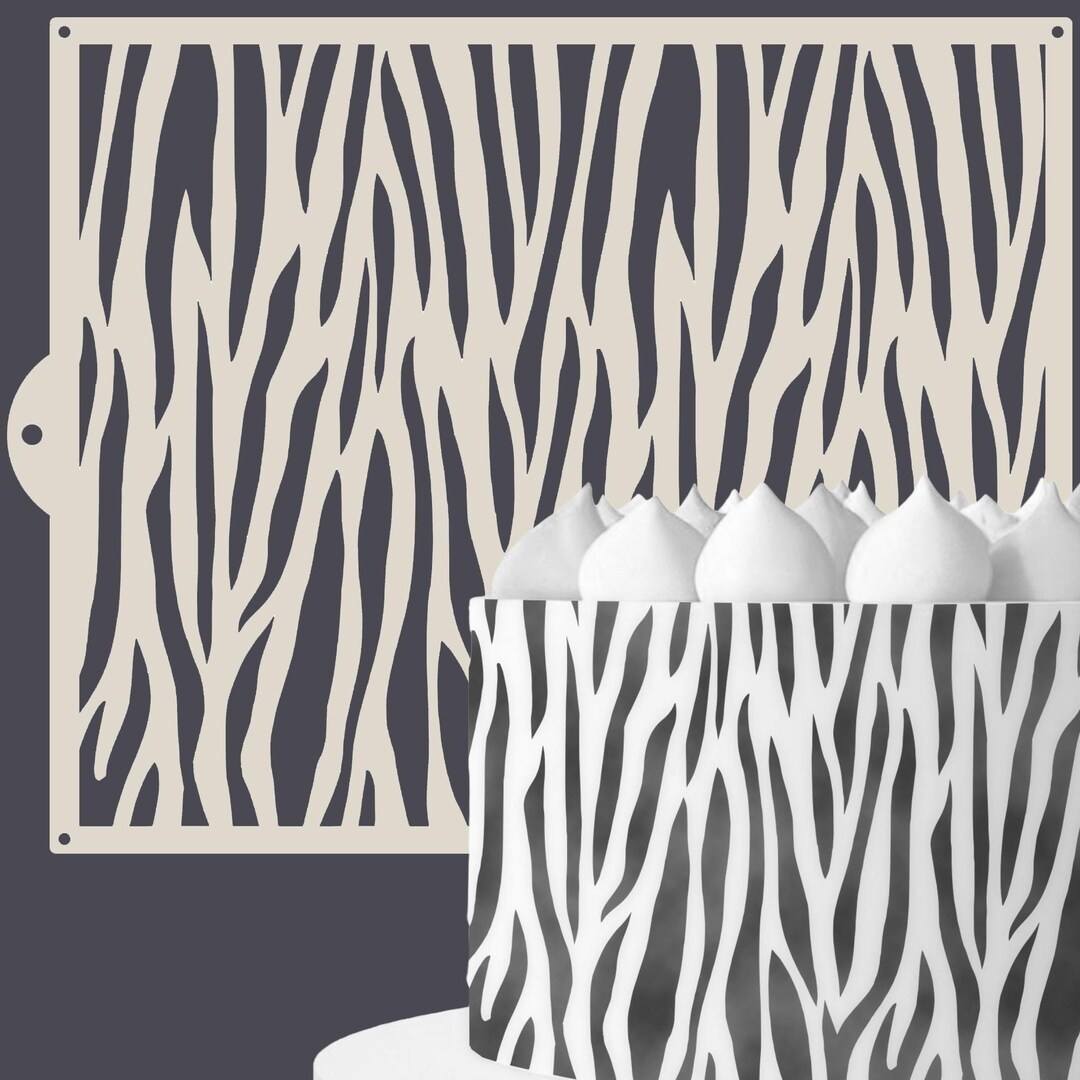 Seamless Zebra Print Large Cake Stencil 245mm X 200mm - Cake Decorating ...