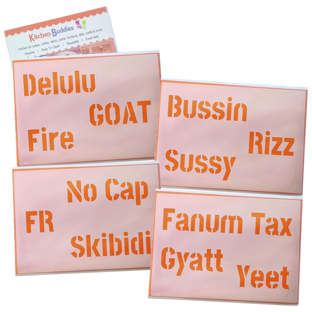 Gen Z Slang Stencil Set: Brain Rot Meme Stencils, Cake & Craft Decor ...