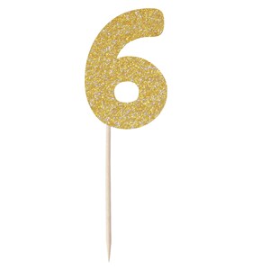 Glitter Cupcake Toppers No. 6 Tops Picks Pics Birthday Cupcakes - Etsy