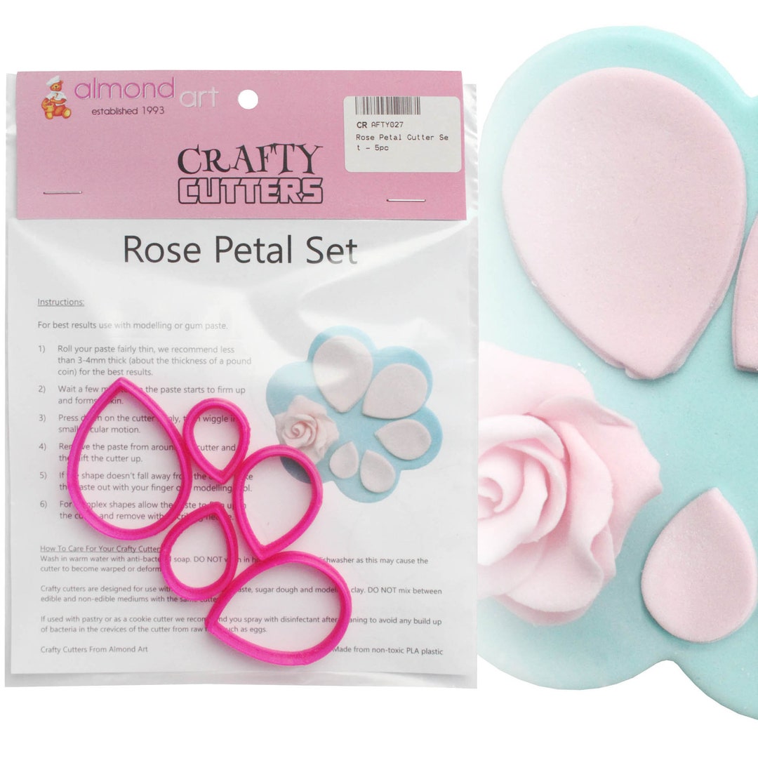 Rose Petal Cutter Set 5pc, Rose Cutter, Petal Cutters, Cake Decorating ...