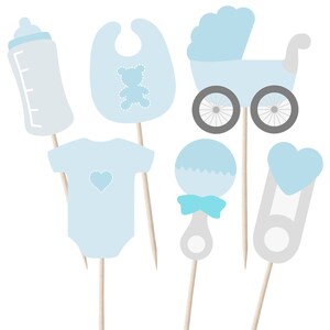 Baby Blue Shower Set Cupcake Toppers Tops Picks Pics 12pk - Etsy UK