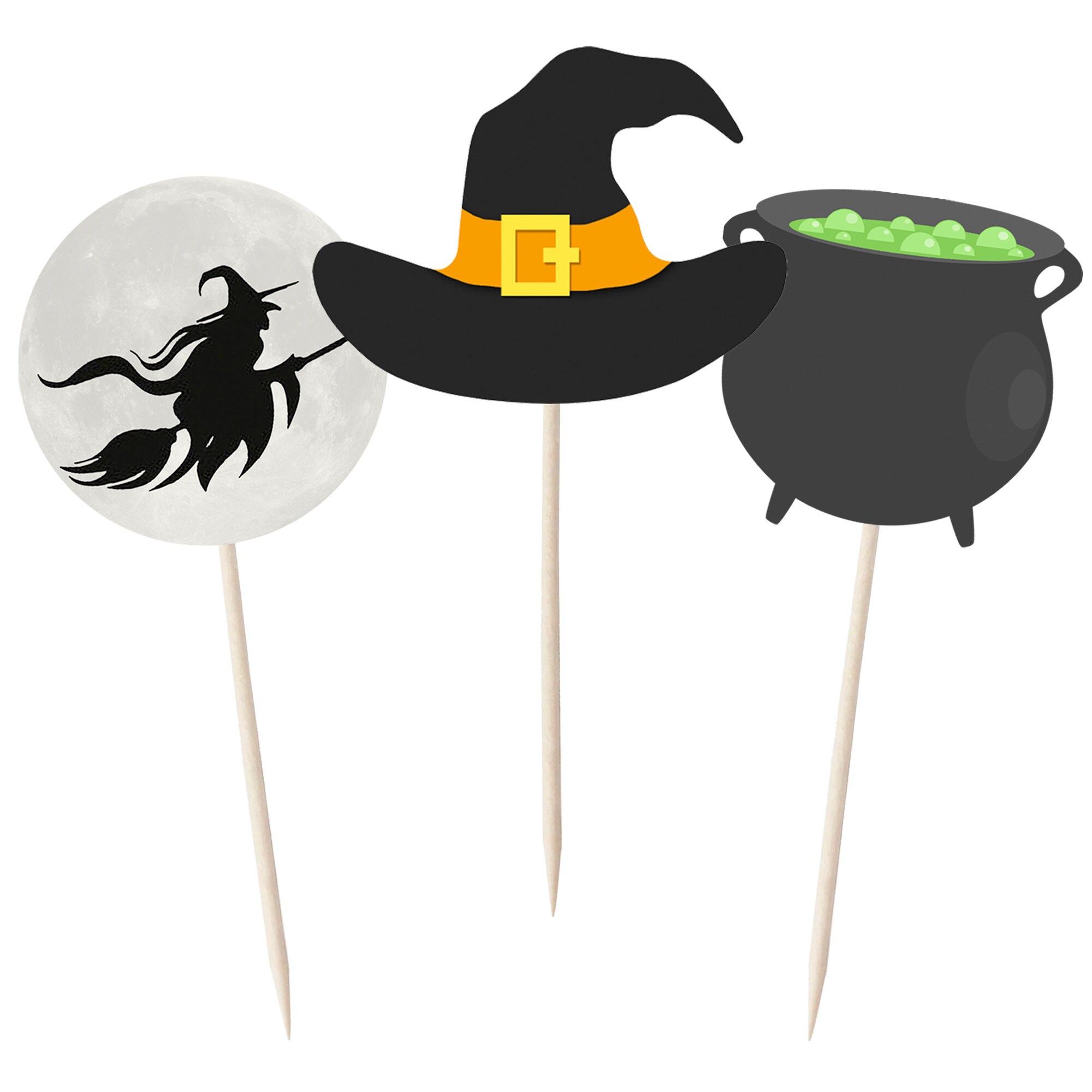 Witch Halloween Cupcake Toppers Tops Picks Pics 12pk - Etsy