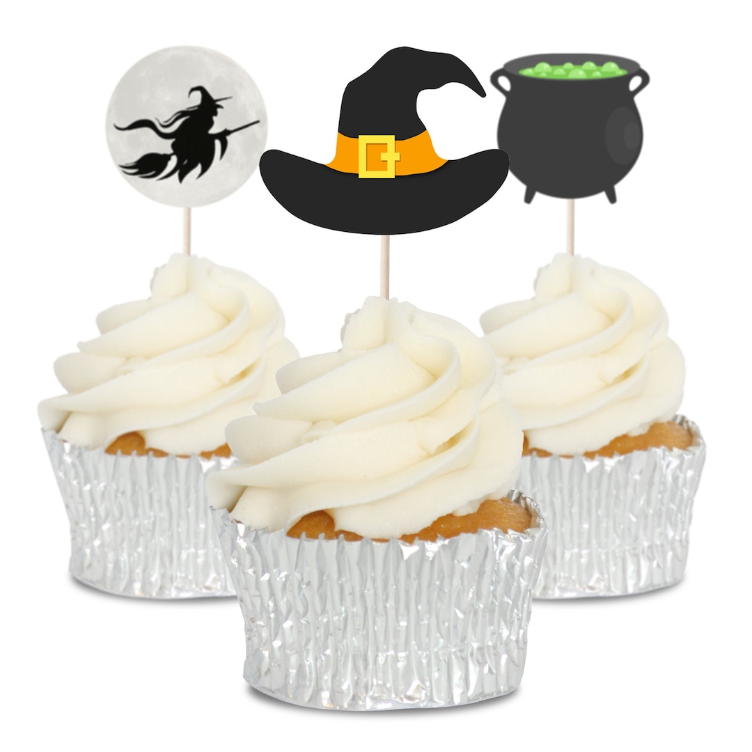 Witch Halloween Cupcake Toppers Tops Picks Pics 12pk - Etsy