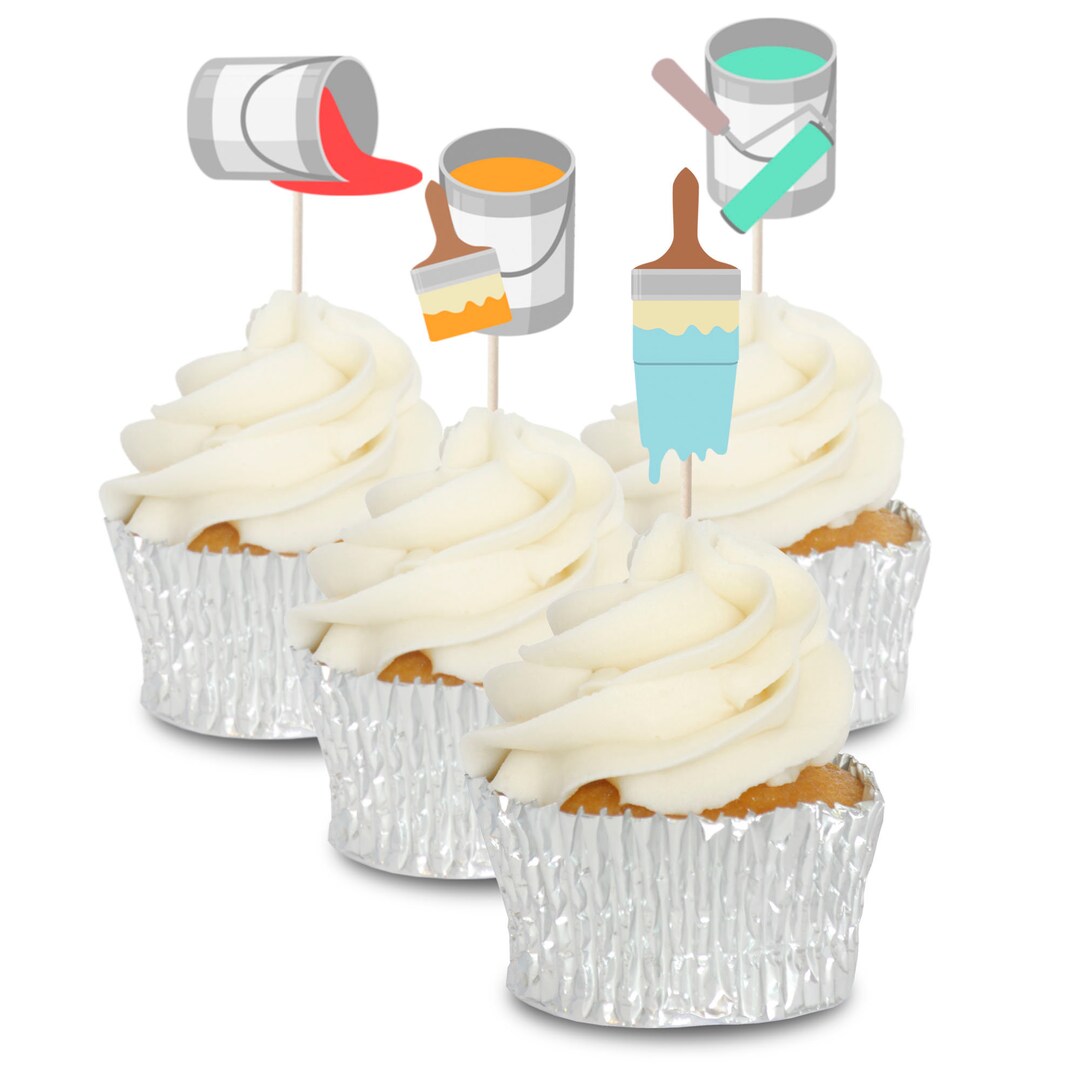 DIY Paint Cupcake Toppers Tops Picks Pics 12pk - Etsy
