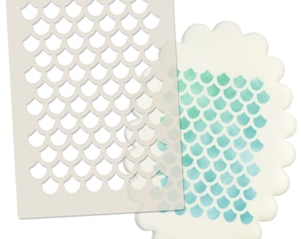 Large Fish Scale Cake Craft Stencil | Etsy