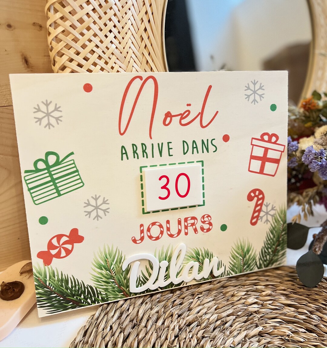 Décompte de noël en bois - calendrier de l'avent compte à rebours à ...