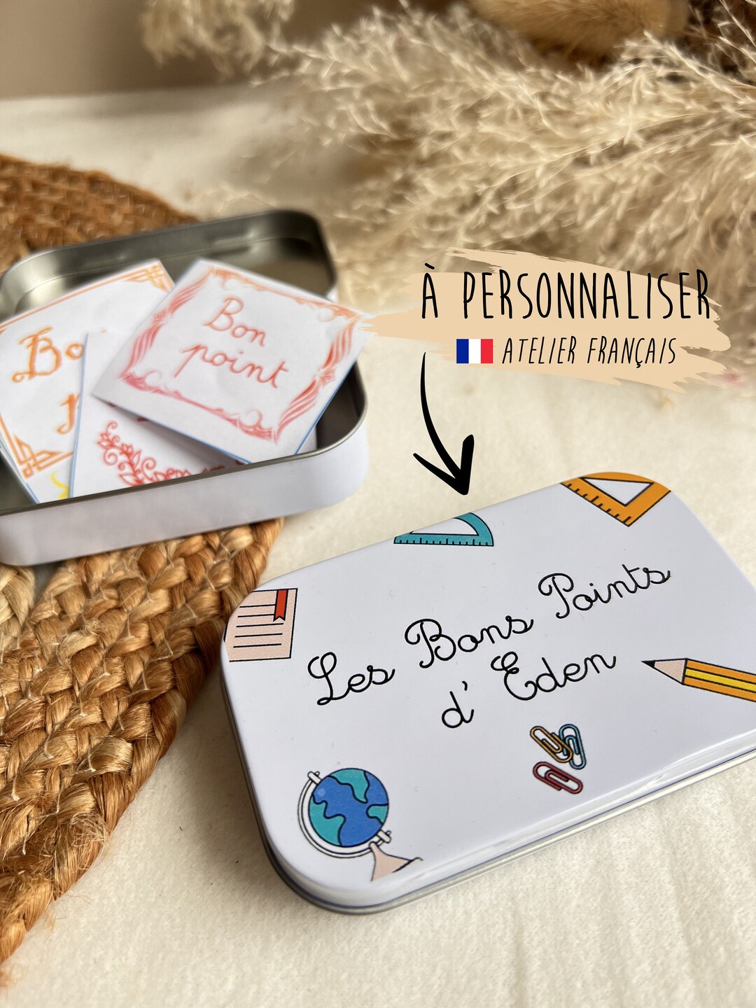 Boite à bons points , boité métal personnalisée , boite rangement ...