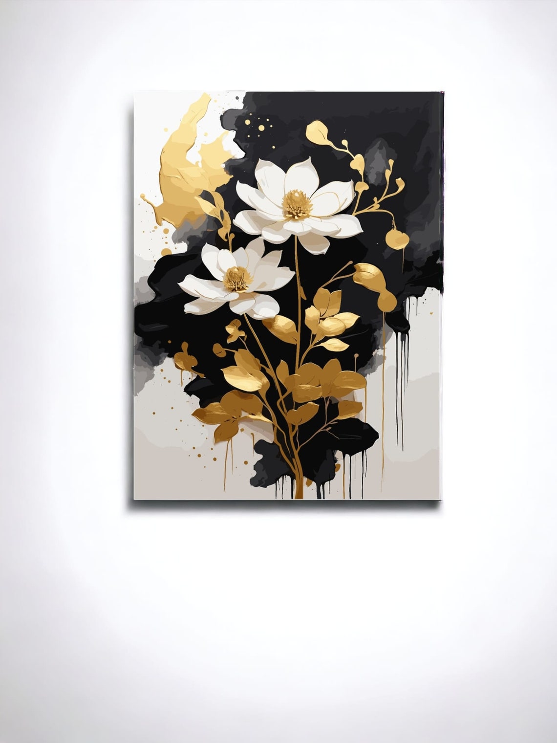 Black & Gold Flowers - Etsy